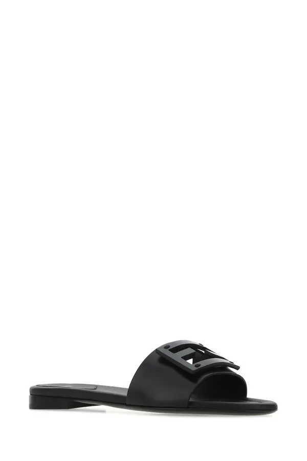 Fendi Leather Baguette Slippers