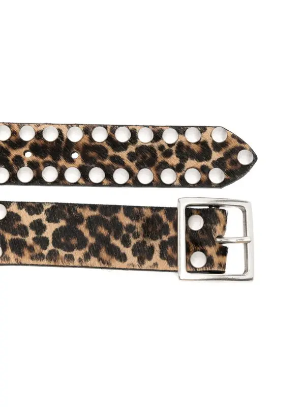 GOLDEN GOOSE Leo Studded Leather Belt - Multicolor