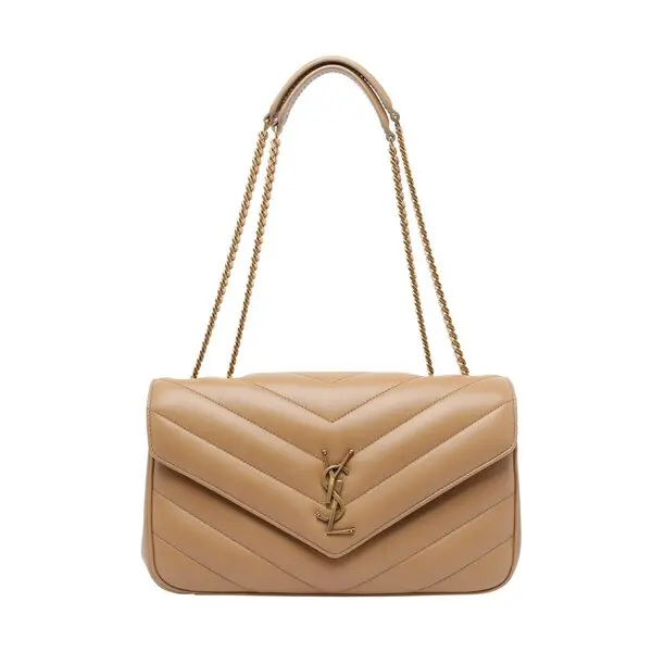 Saint Laurent Loulou Shoulder Bag In Lamb Leather - Brown