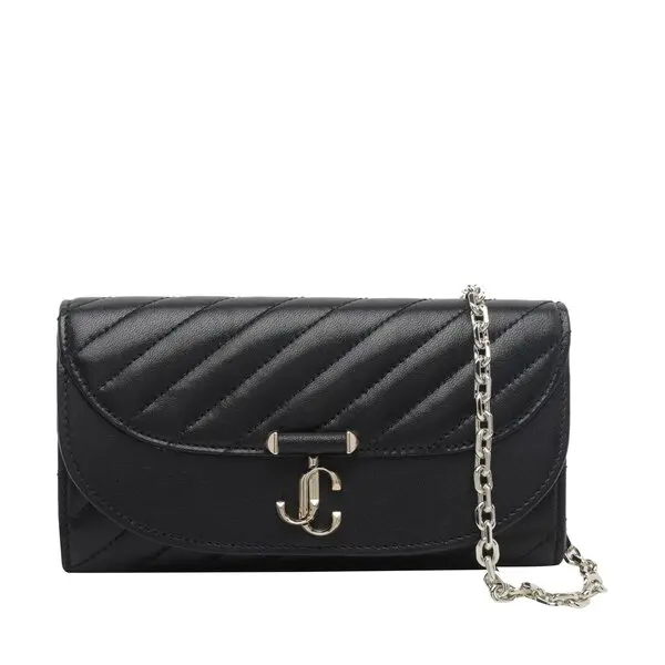 JIMMY CHOO Avenue Curve Chain Wallet - Black