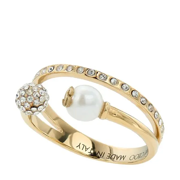 JIMMY CHOO Double Ring With Pearls And Crystals