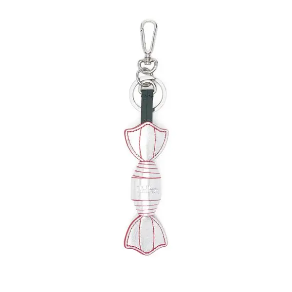 Mulberry Tone Red Trim Leather Charm - Silver