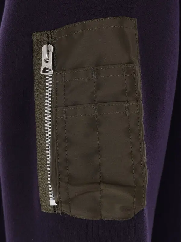 Sacai Cotton Zip-up Hoodie With Paneled Accents
