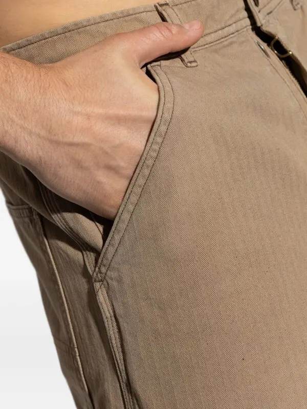 MAISON MARGIELA Cotton Herringbone Straight Leg Trousers