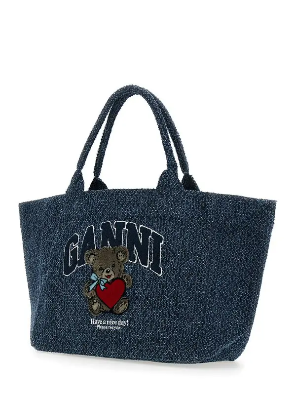 GANNI Tote Bag With Teddy Bear Applique - Multicolor