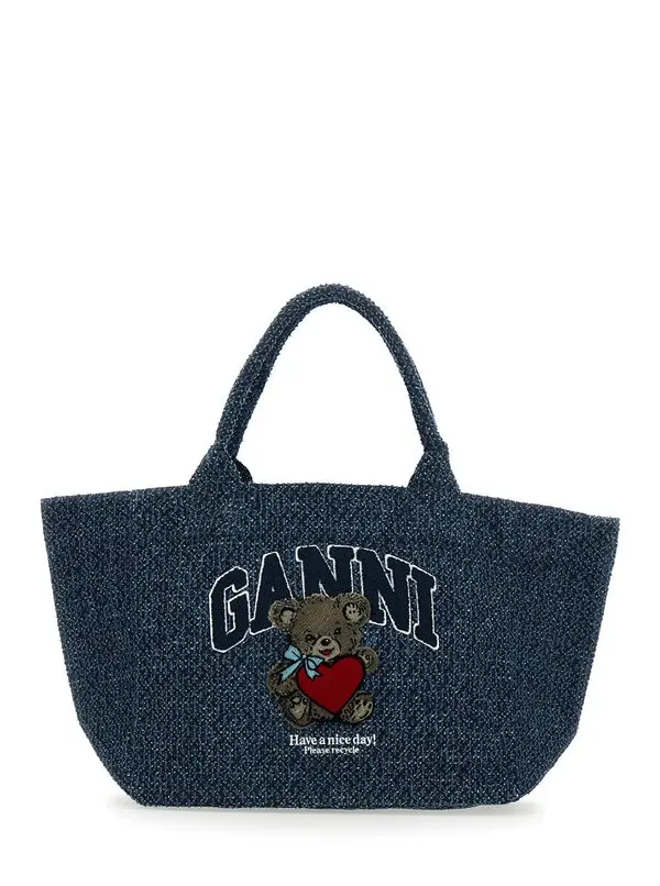 GANNI Tote Bag With Teddy Bear Applique - Multicolor