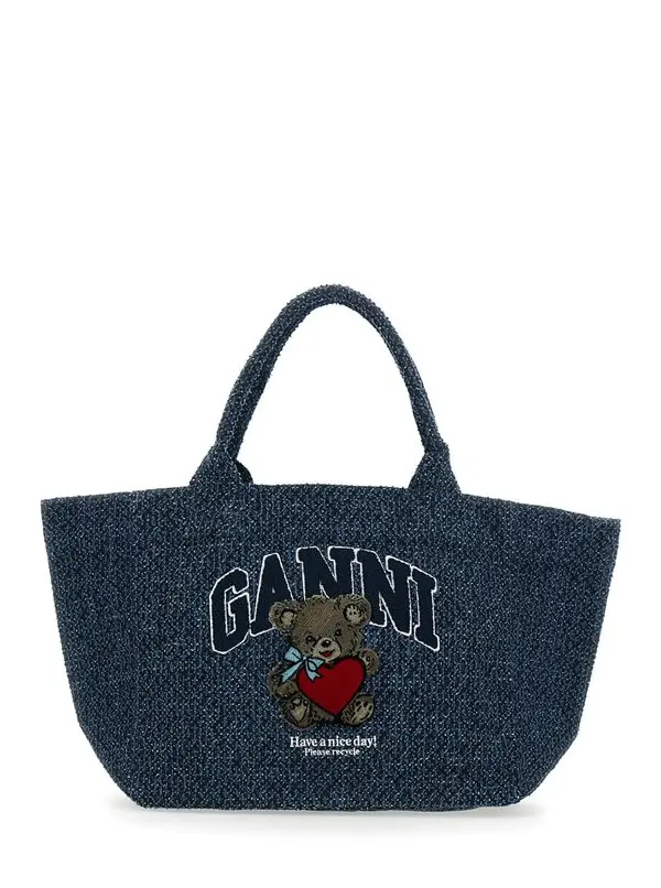 GANNI Tote Bag With Teddy Bear Applique