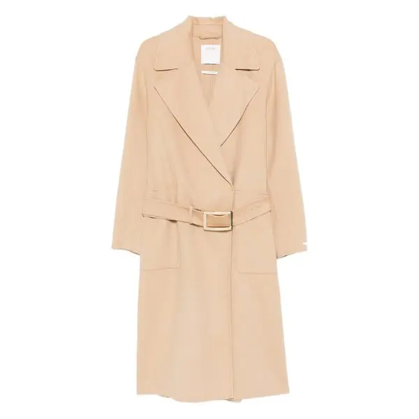 Sportmax Double Breasted Belted Coat - Cream