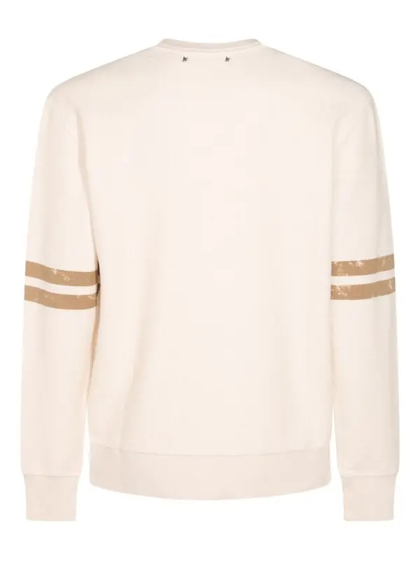 GOLDEN GOOSE Crew Neck Cotton Sweatshirt With Striped Sleeves - Multicolor