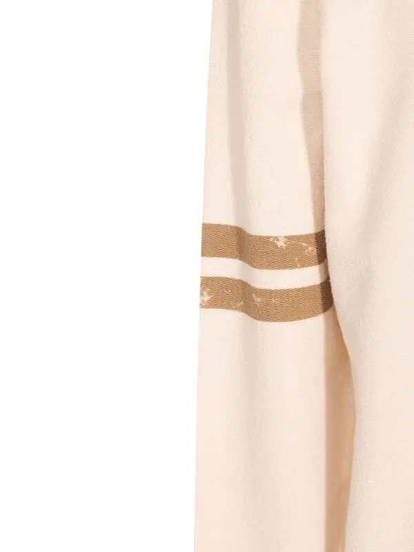 GOLDEN GOOSE Crew Neck Cotton Sweatshirt With Striped Sleeves - Multicolor