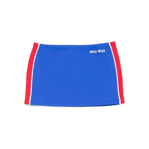 Miu Miu Straight Skirt With Side Stripe Detail - Blue