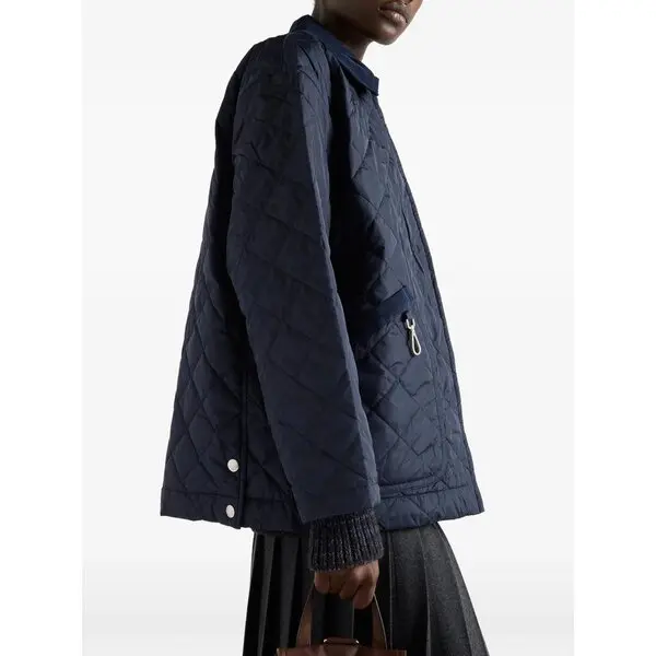 Prada Quilted Velvet Trim Puffer Jacket