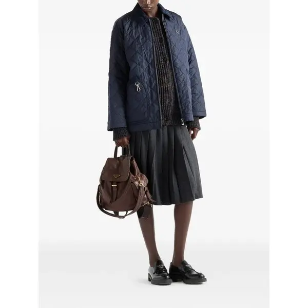 Prada Quilted Velvet Trim Puffer Jacket