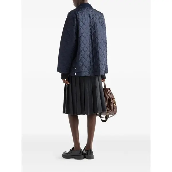 Prada Quilted Velvet Trim Puffer Jacket