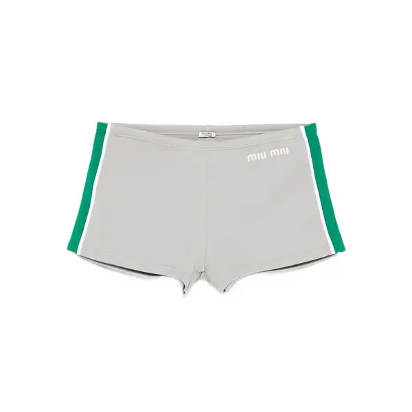 Miu Miu Grey Shorts With Contrast Trim - Gray
