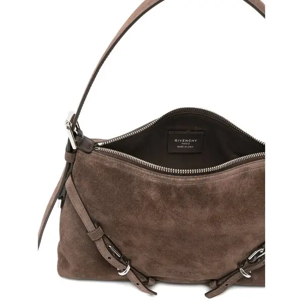 Givenchy Buckle-detail Suede Shoulder Bag - Brown