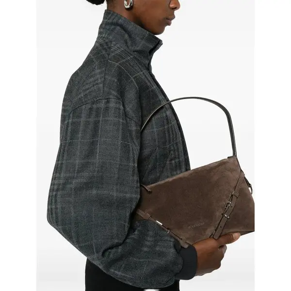 Givenchy Buckle-detail Suede Shoulder Bag - Brown