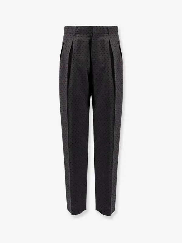Dior Virgin Wool And Alpaca Jacquard Trousers With Polka Dots - Multicolor
