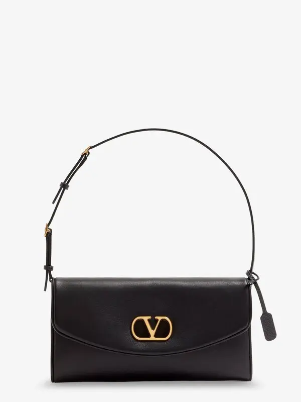 Valentino Garavani Leather Shoulder Bag With Metal Vlogo Signature - Multicolor