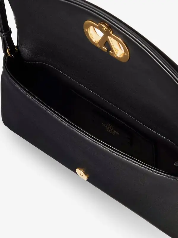 Valentino Garavani Leather Shoulder Bag With Metal Vlogo Signature - Multicolor