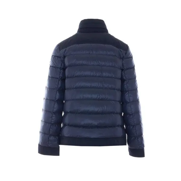 Moncler Quilted Down Jacket With Logo Detail - Blue