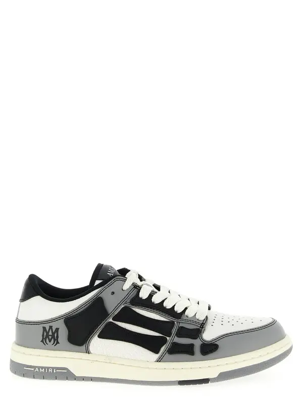 Amiri Varsity Skel Low Top Craquelé Leather Sneakers - Gray