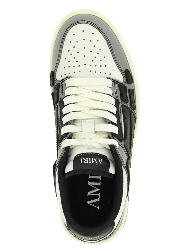 Amiri Varsity Skel Low Top Craquelé Leather Sneakers
