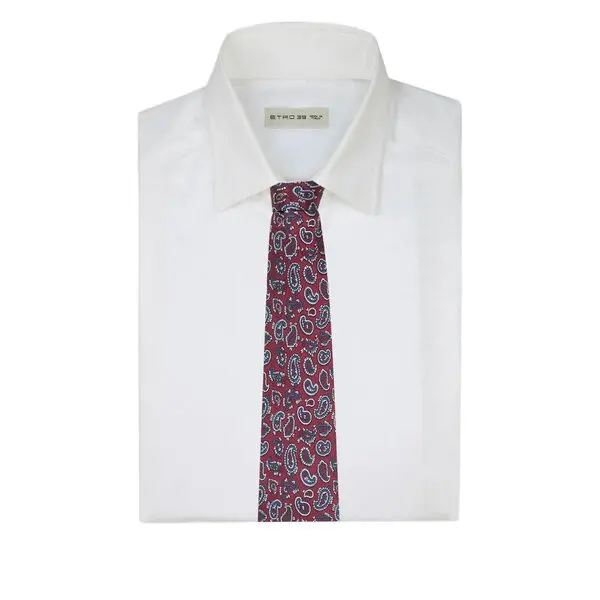 Etro Jacquard Paisley Motif Silk Neck Tie - Red