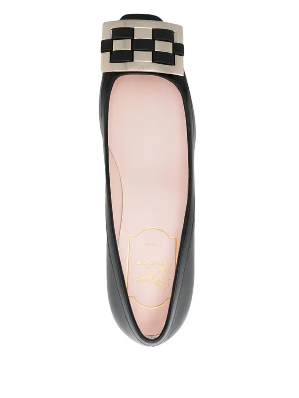 ROGER VIVIER Trompette Leather Pumps With Gold Tone Buckle