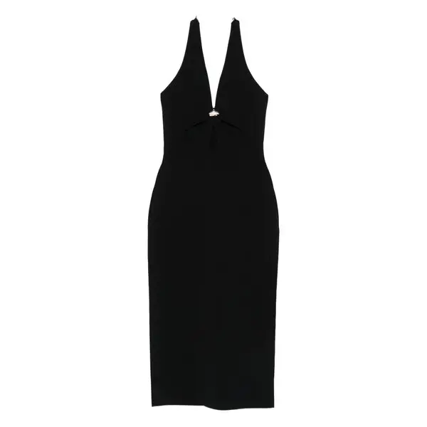 Cult Gaia Halterneck Midi Dress With Ring Detail And Cutout - Black