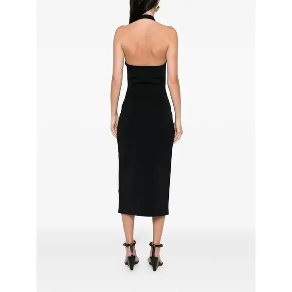 Cult Gaia Halterneck Midi Dress With Ring Detail And Cutout - Black