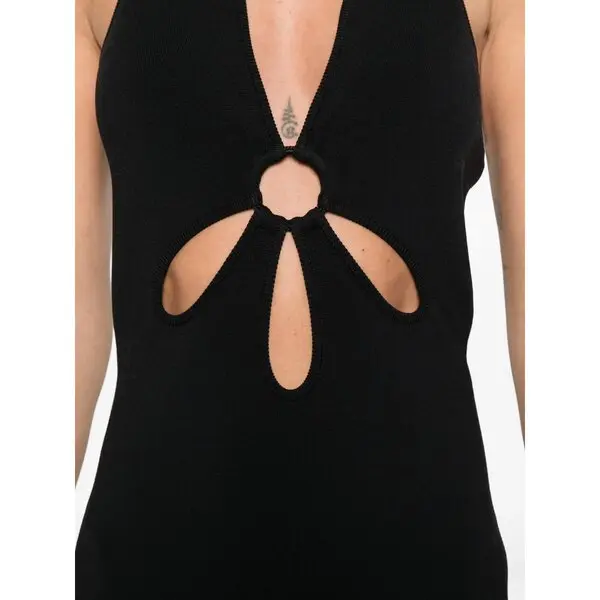 Cult Gaia Halterneck Midi Dress With Ring Detail And Cutout - Black