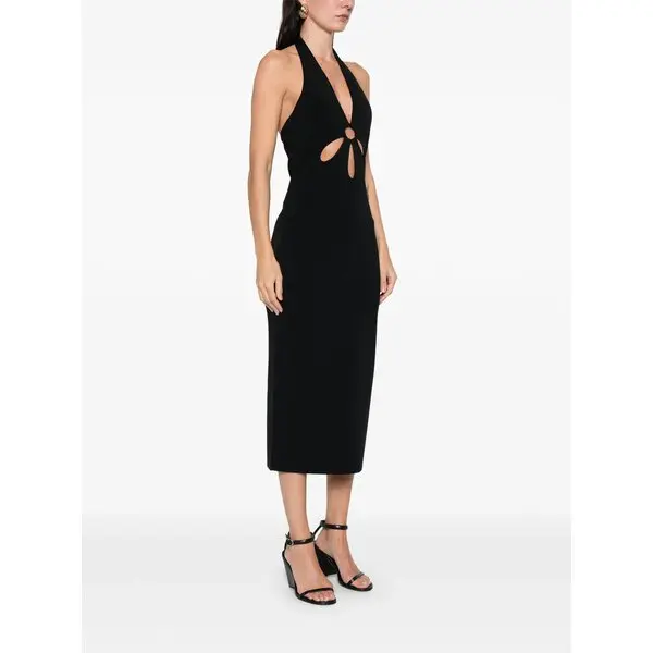 Cult Gaia Halterneck Midi Dress With Ring Detail And Cutout - Black