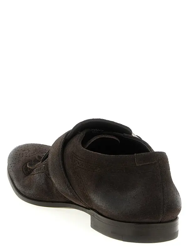 Church's Shanghai Suede Loafers With Fringe And Buckle - Brown
