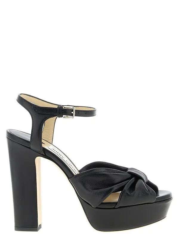 JIMMY CHOO Heloise Nappa Leather Platform Sandals - Black