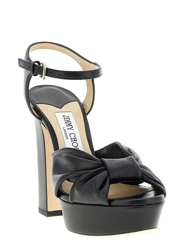 JIMMY CHOO Heloise Nappa Leather Platform Sandals - Black