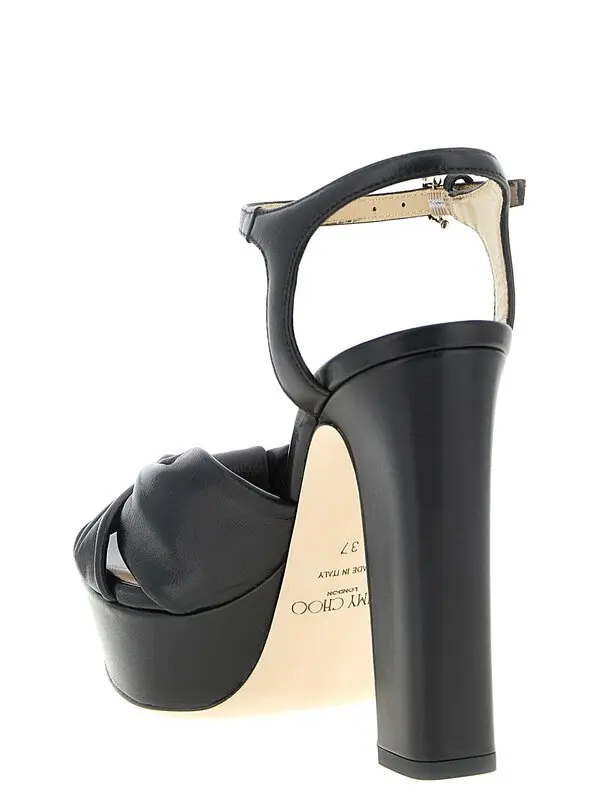 JIMMY CHOO Heloise Nappa Leather Platform Sandals - Black