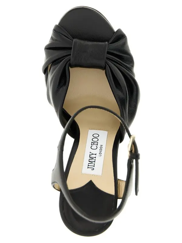 JIMMY CHOO Heloise Nappa Leather Platform Sandals - Black