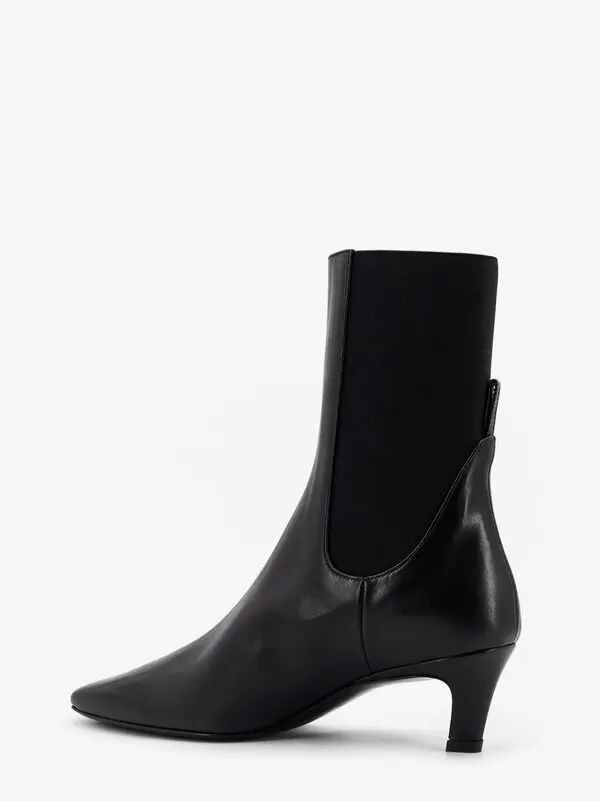 TOTEME The Mid Heel Boot Leather Ankle Boots - Black
