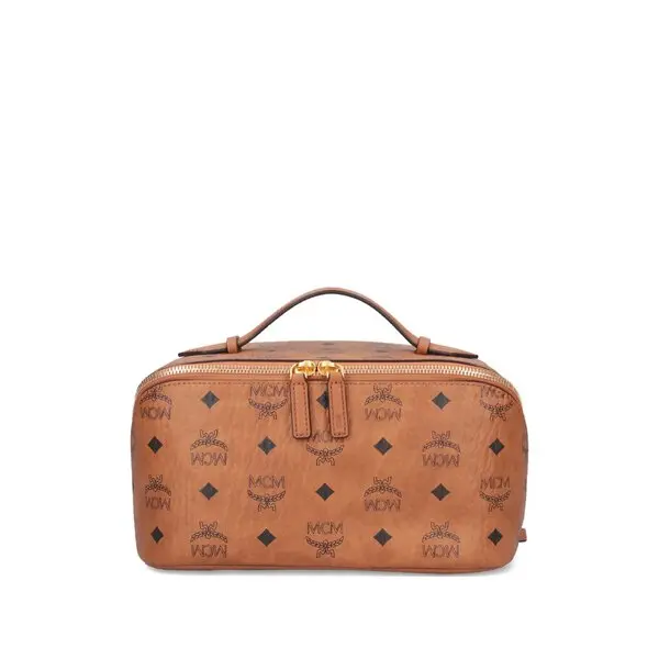 Mcm Monogram Pattern Leather Tote Bag - Brown
