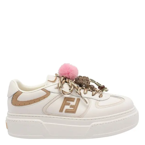 Fendi Platform Sneakers With Charm - White