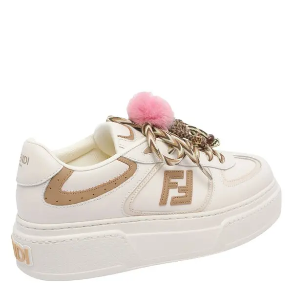 Fendi Platform Sneakers With Charm - White
