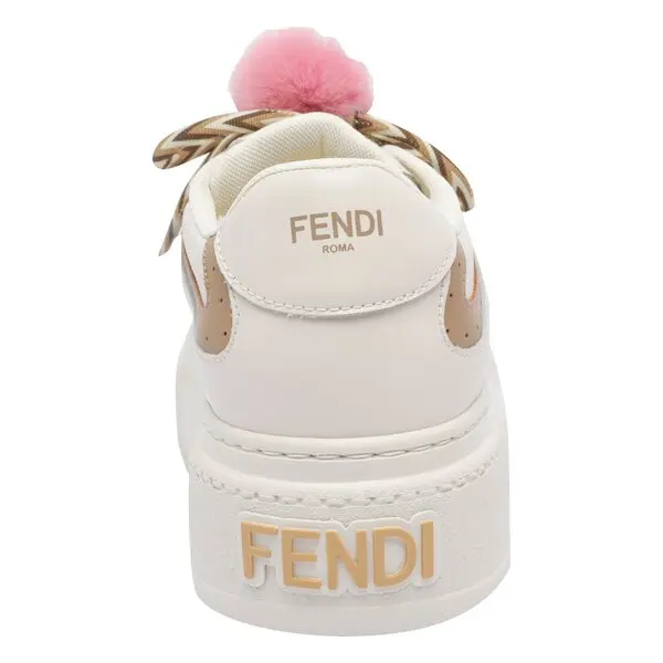 Fendi Platform Sneakers With Charm - White
