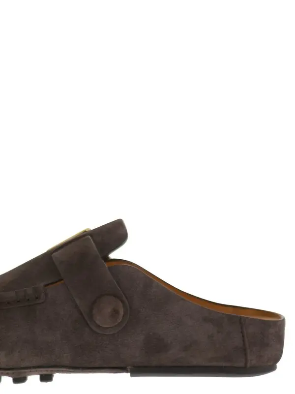 TOD'S Suede Sabot Loafers With Metal Buckle - Brown