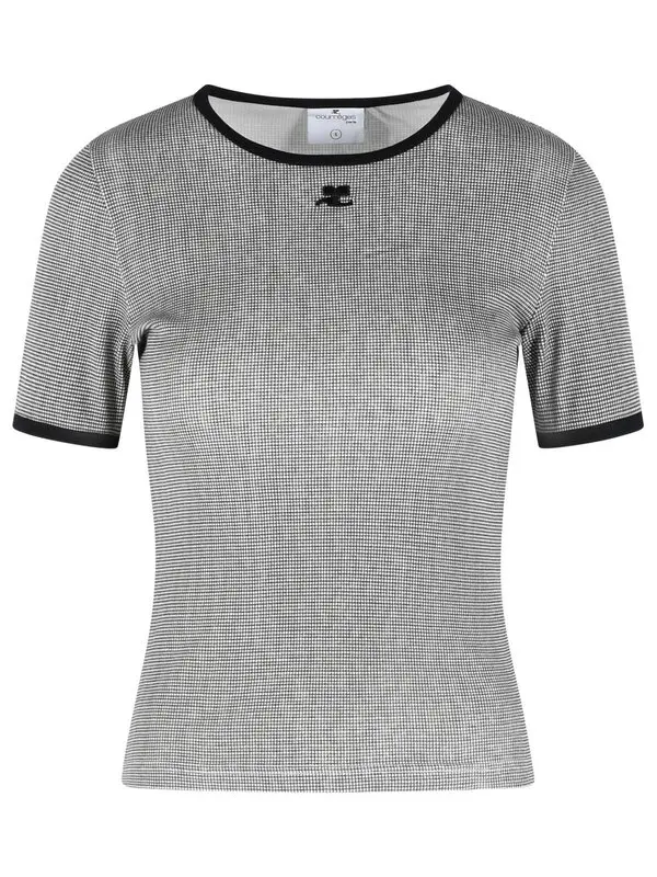 COURREGES Cotton T-shirt With Embroidered Logo - Gray