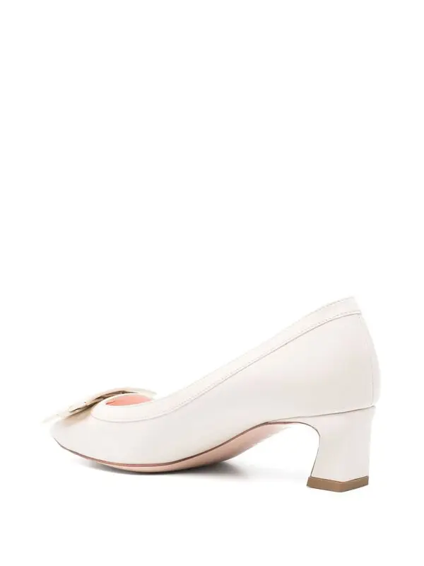 ROGER VIVIER Trompette Leather Pumps With Gold-tone Buckle - Multicolor
