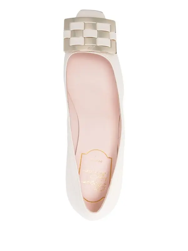 ROGER VIVIER Trompette Leather Pumps With Gold-tone Buckle