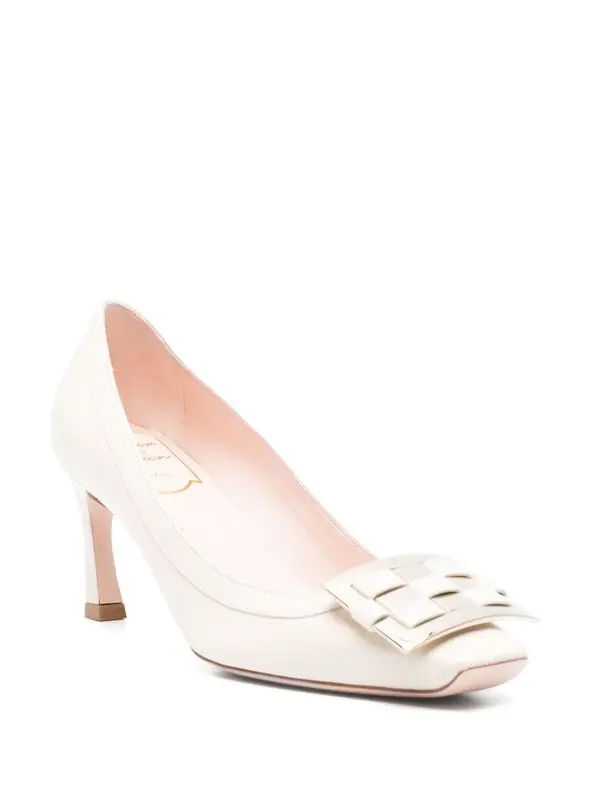 ROGER VIVIER Trompette Leather Pumps With Gold-tone Buckle