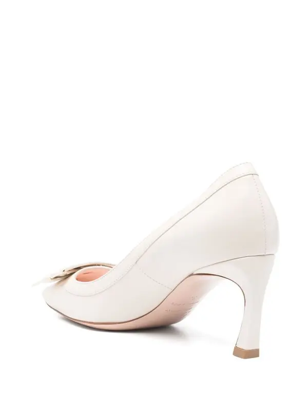 ROGER VIVIER Trompette Leather Pumps With Gold-tone Buckle