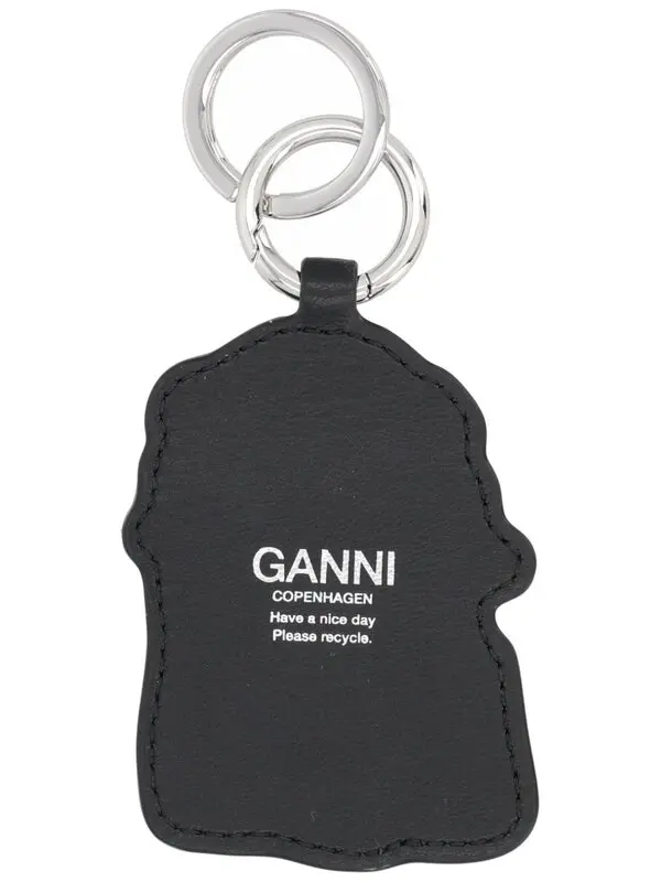 GANNI Leather Keychain - Black